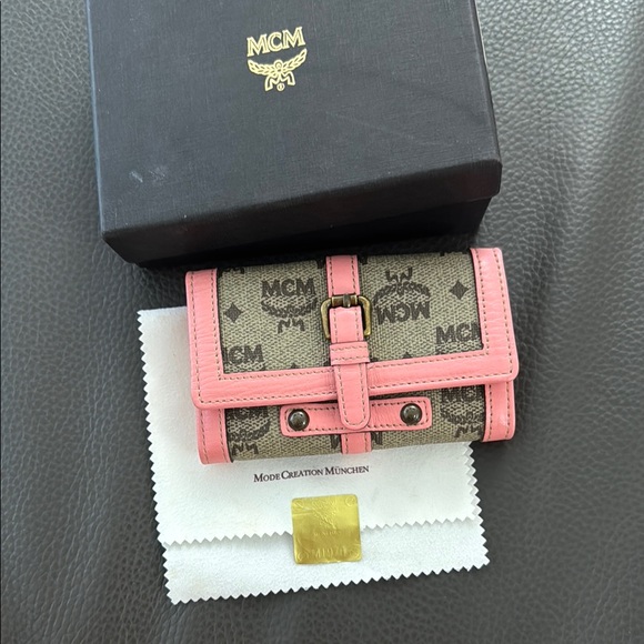 MCM | Accessories | 5startsmcm Pink And Tan Key Card Holder | Poshmark